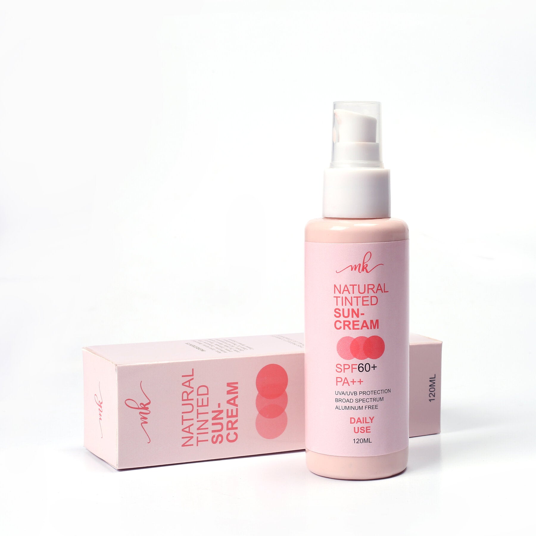 Natural Tinted Sun-Cream SPF60+ PA++ - 120ML – MK Cosmetics Pakistan